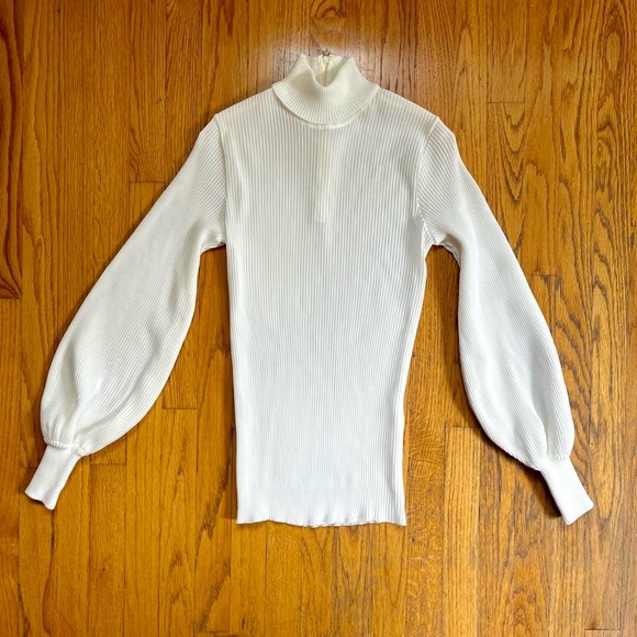Vintage | Tops | Vintage 6s 70s Euro Chic White Knit Turtleneck Blouse ...
